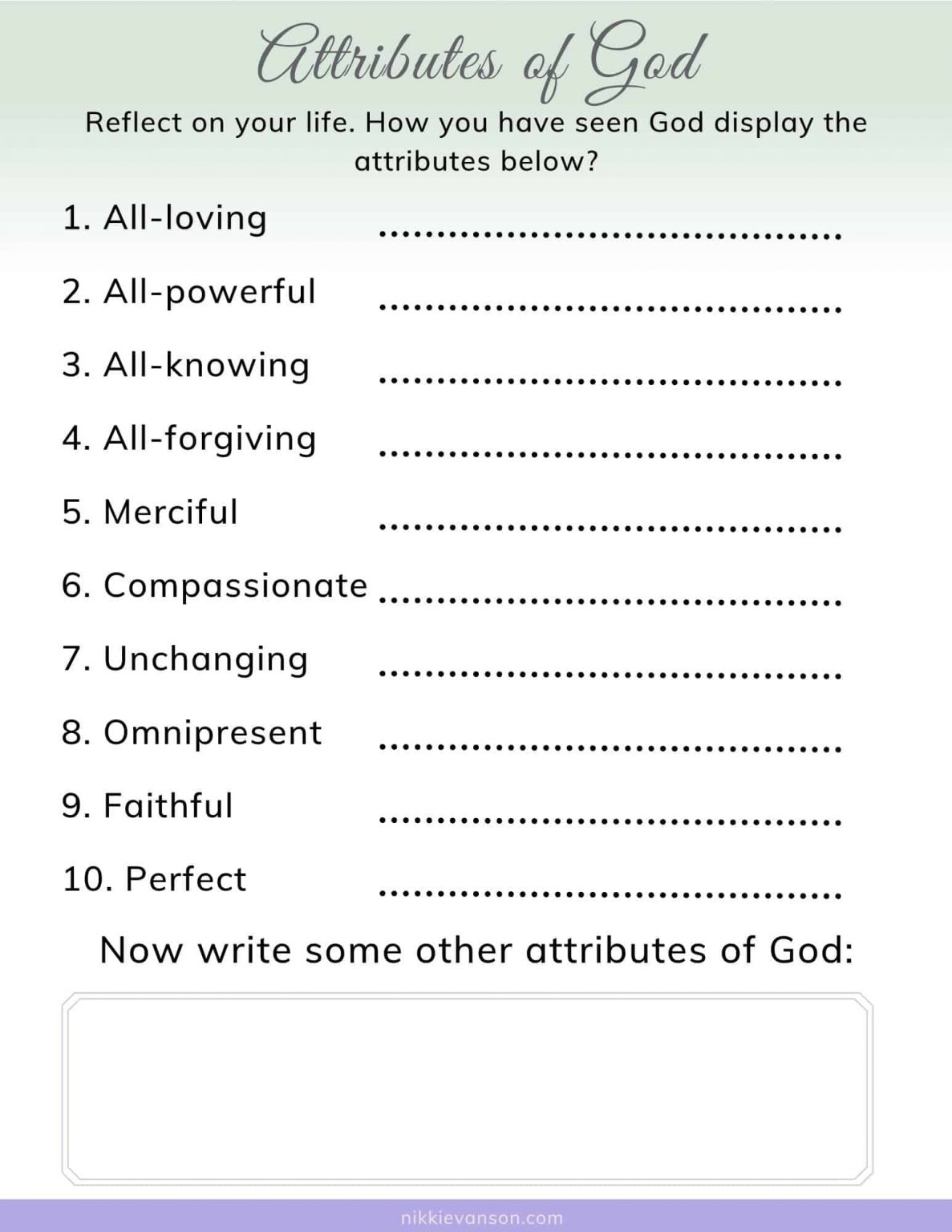 Know Your Creator: 10 Attributes of God - Nikki Evanson