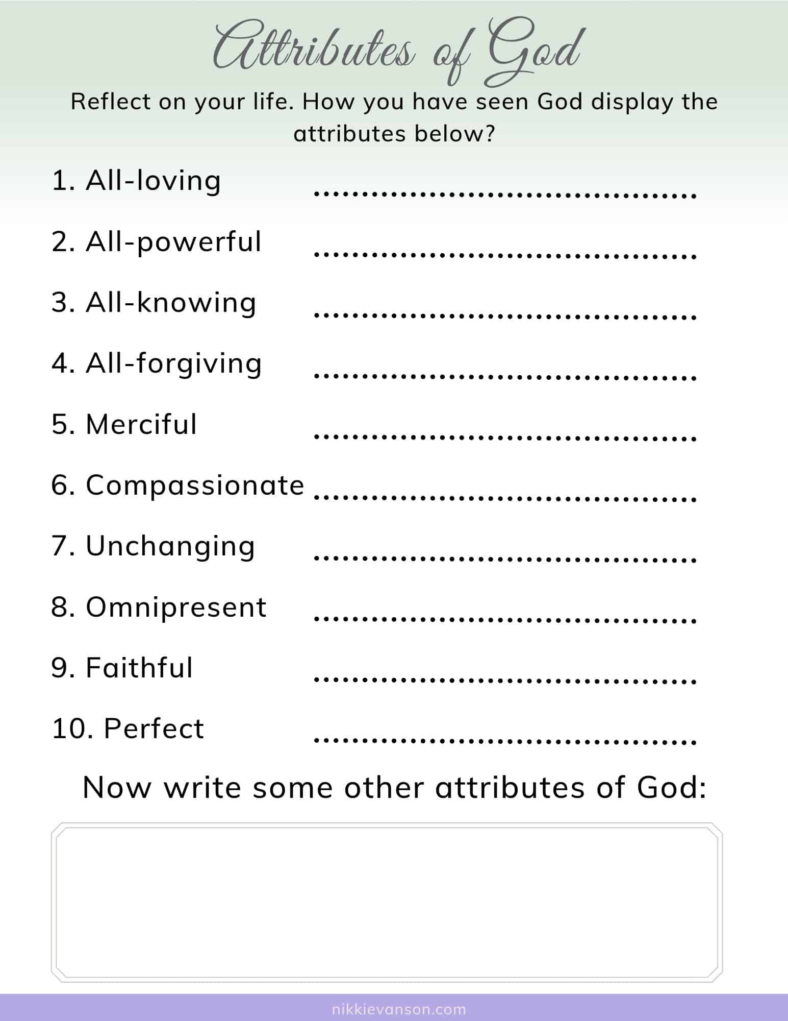 Know Your Creator: 10 Attributes of God - Nikki Evanson