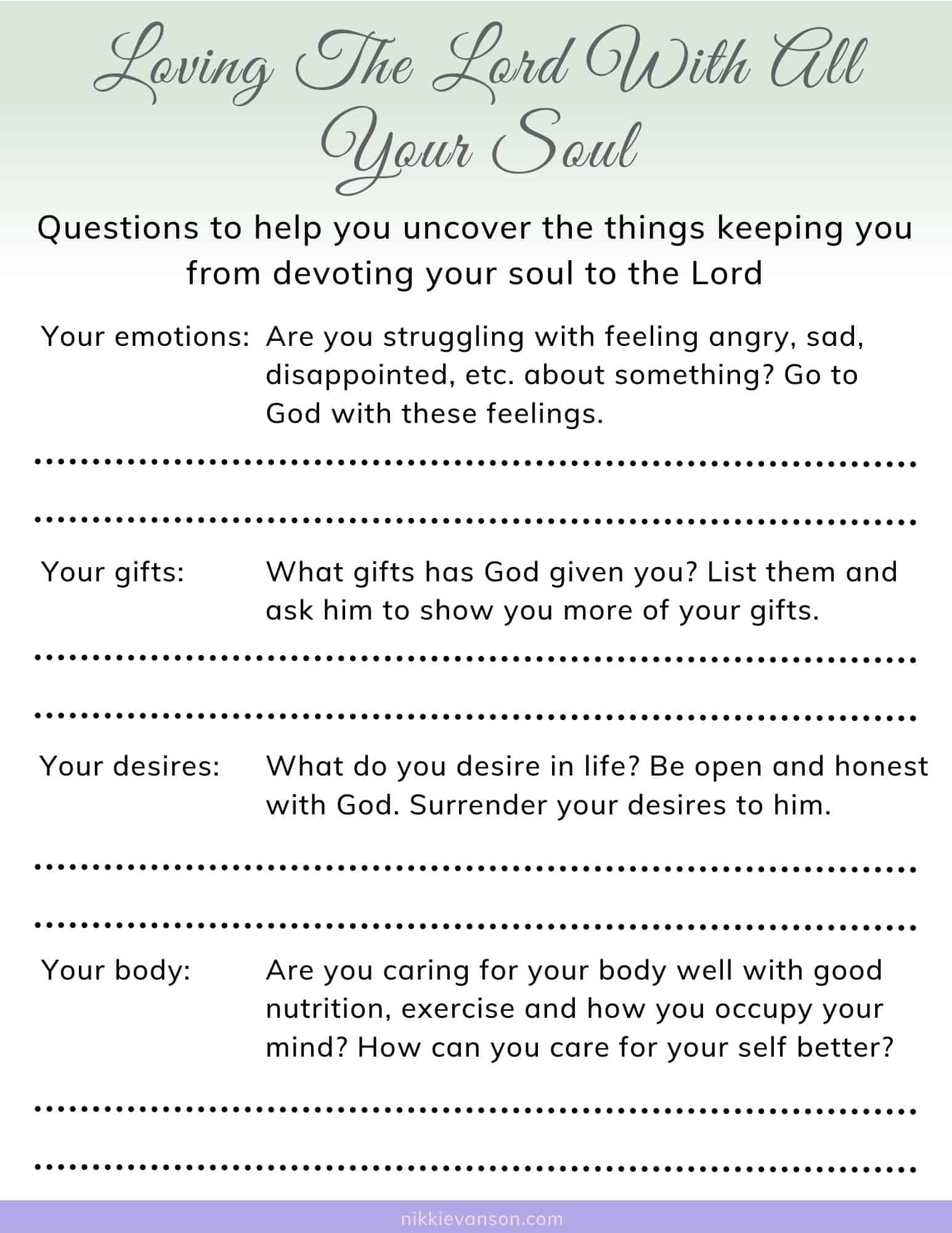 Learning to Love the Lord With All Your Soul - Nikki Evanson